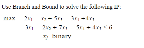 Solved Use Branch and Bound to solve the following IP: | Chegg.com