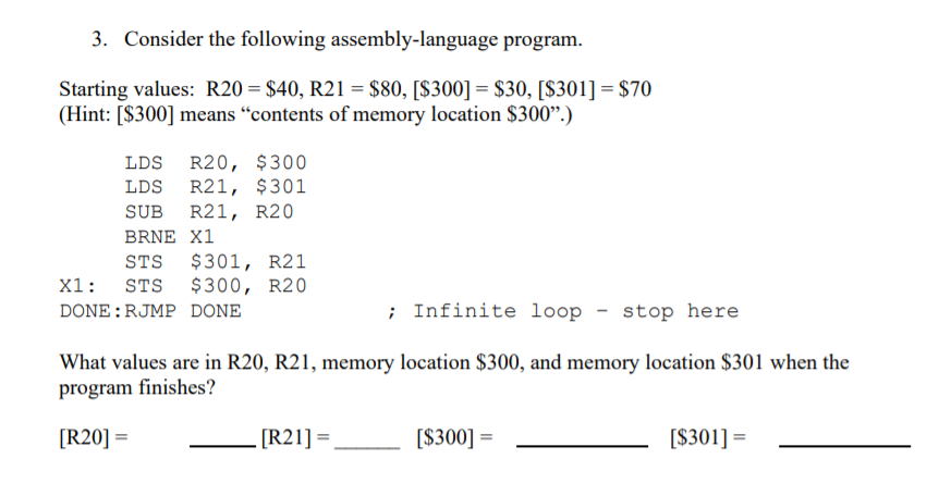 Solved 3. Consider the following assembly-language program. | Chegg.com