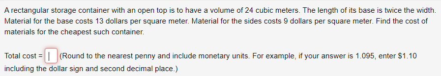 Solved A rectangular storage container with an open top is | Chegg.com