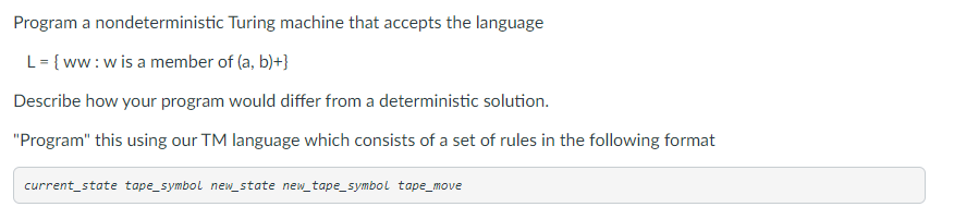 Solved Program a nondeterministic Turing machine that | Chegg.com