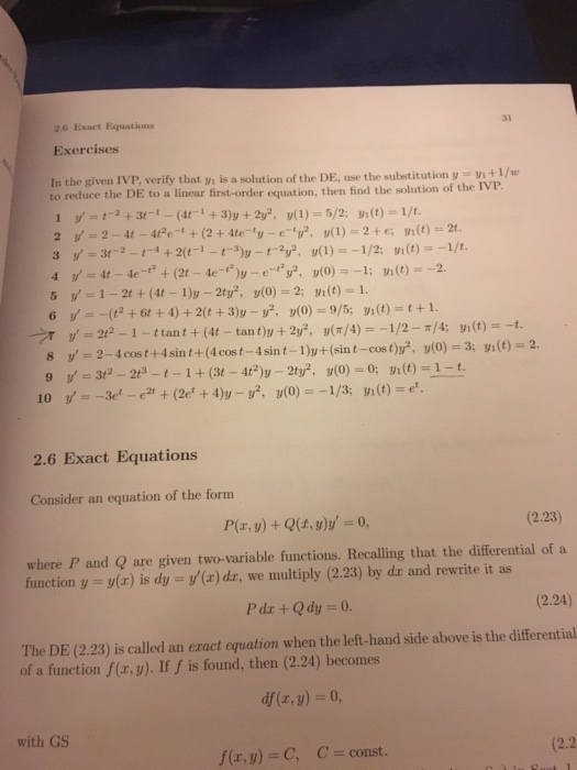 Solved In the given IVP, verify that y1 is a solution of the | Chegg.com