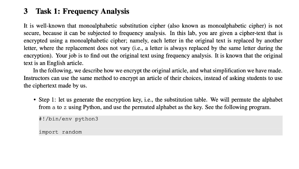 Solved 3 Task 1: Frequency Analysis It is well-known that | Chegg.com