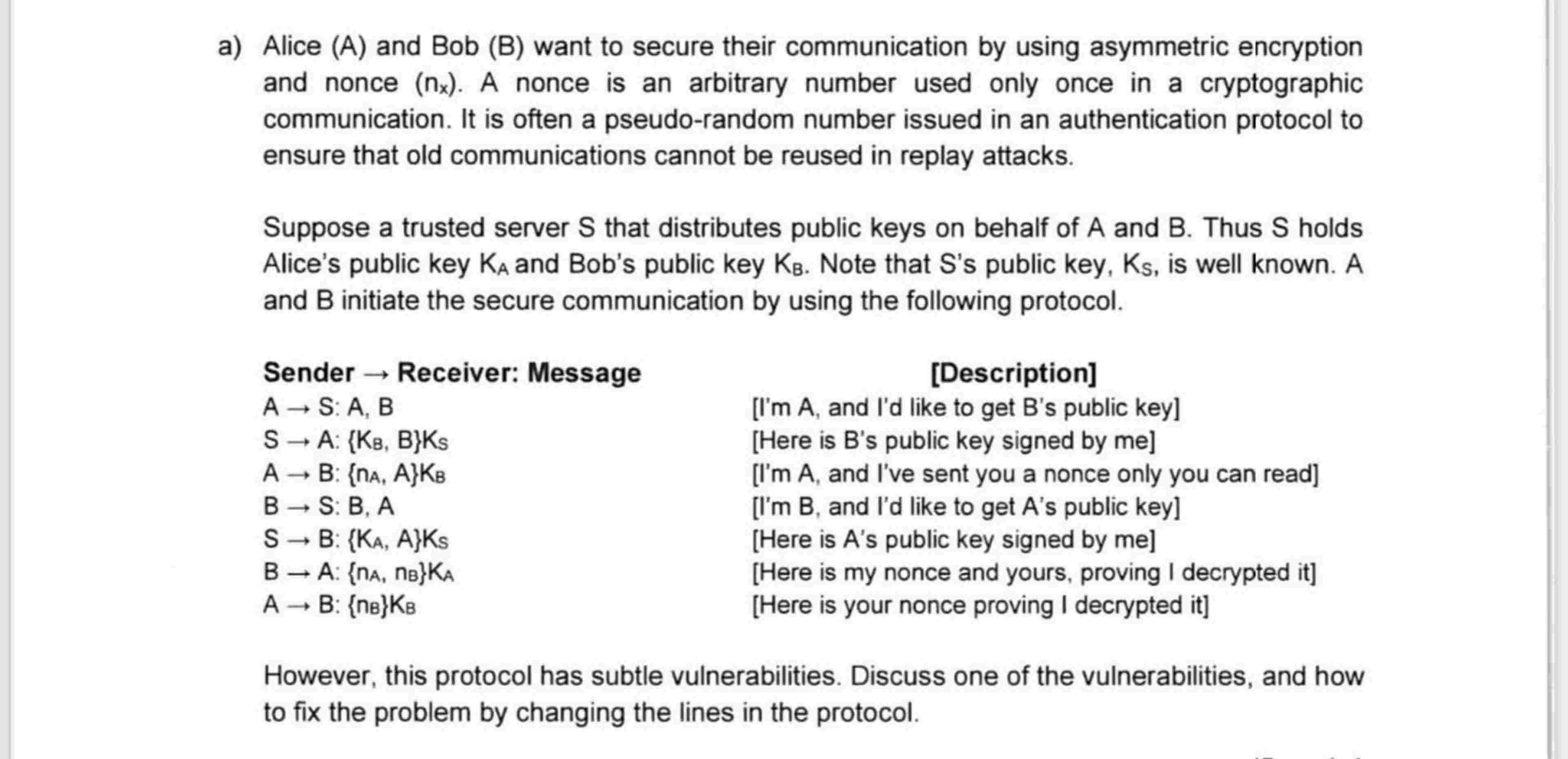 Solved a(A) ﻿and Bob(B) ﻿want to secure ﻿their communication | Chegg.com