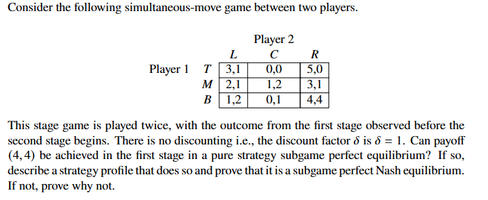 Solved Consider the following simultaneous-move game between | Chegg.com