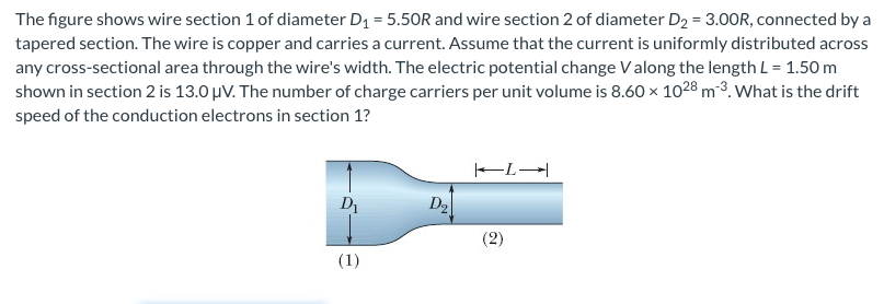 Solved The figure shows wire section 1 of ﻿diameter D1=5.50R | Chegg.com