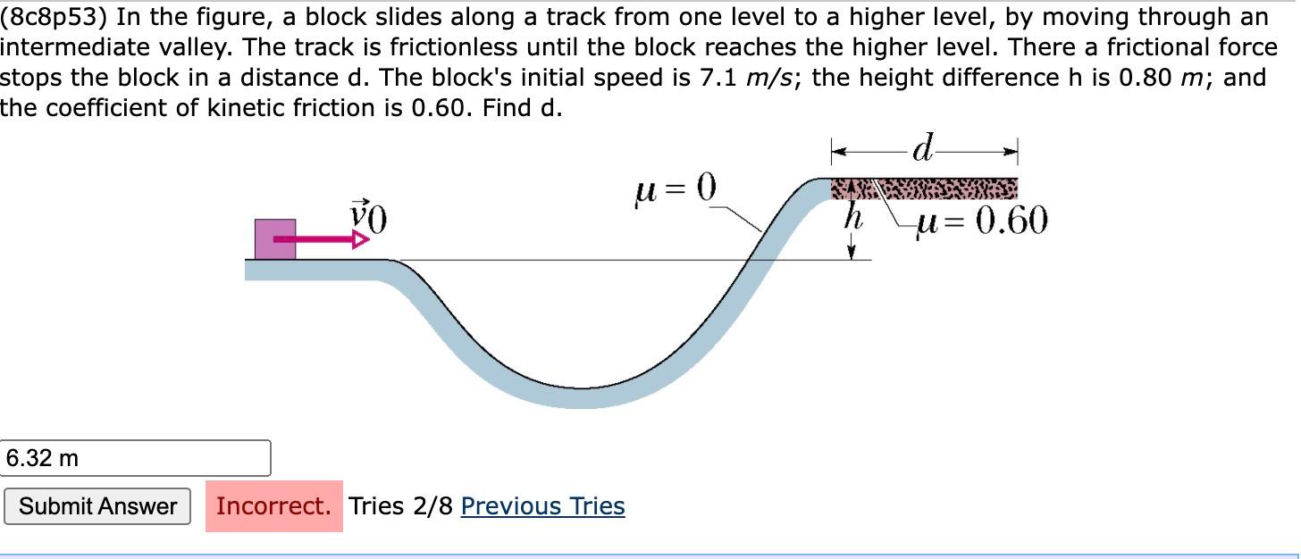 Solved (8c8p53) In the figure, a block slides along a track | Chegg.com