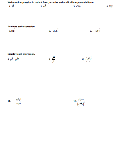 Solved Write each expression in radical form, or write each | Chegg.com