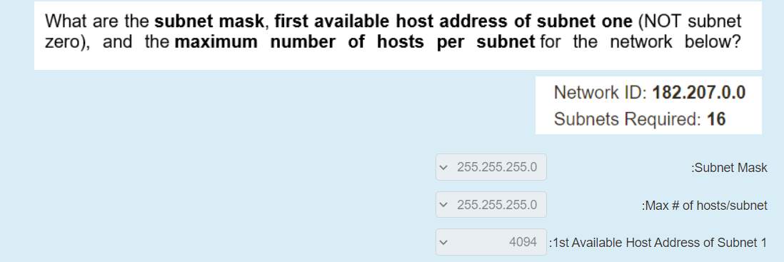 Solved What are the subnet mask, first available host | Chegg.com