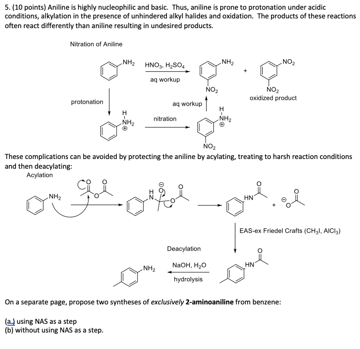 Solved 5. (10 points) Aniline is highly nucleophilic and | Chegg.com