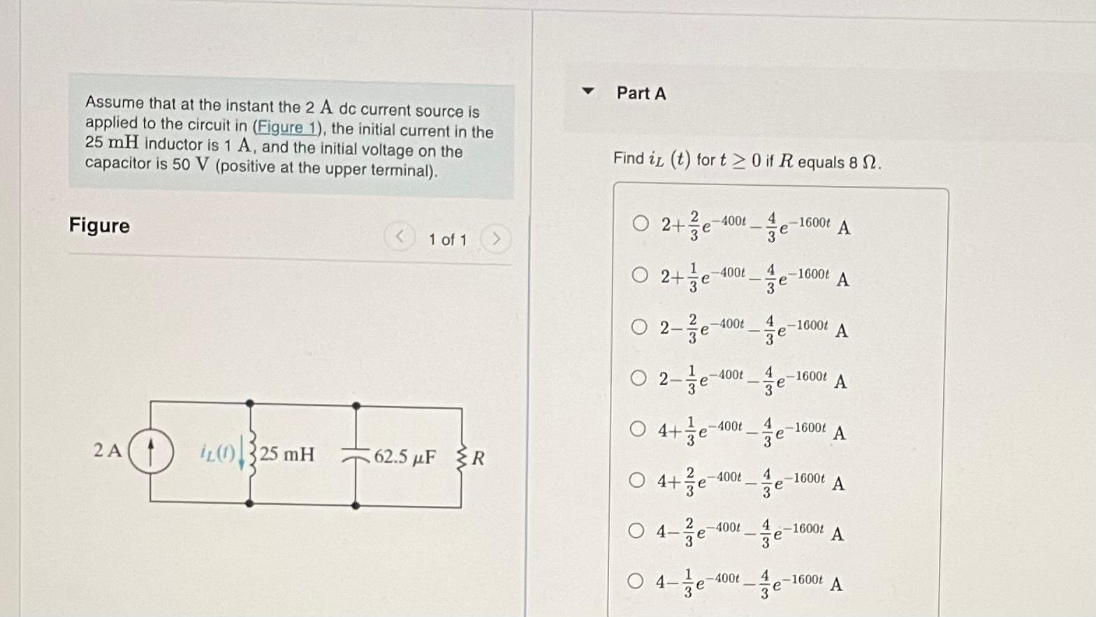 Solved Part A Assume that at the instant the 2 A dc current | Chegg.com
