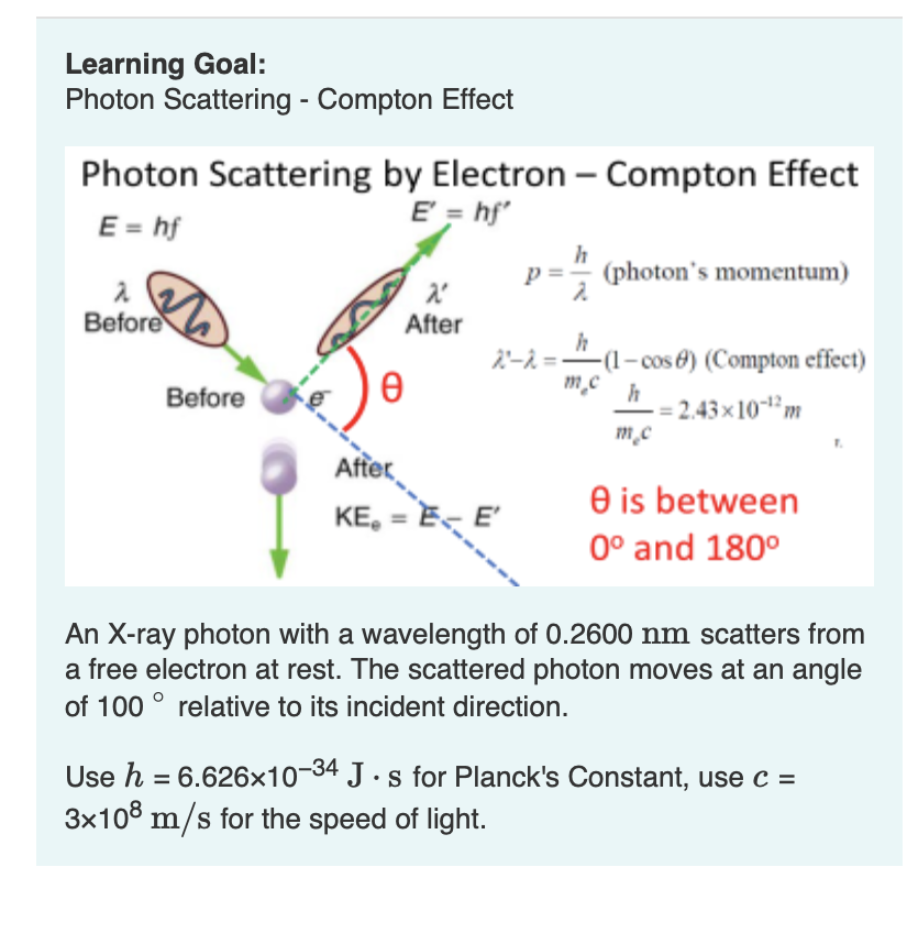 Solved Learning Goal: Photon Scattering - Compton Effect An | Chegg.com