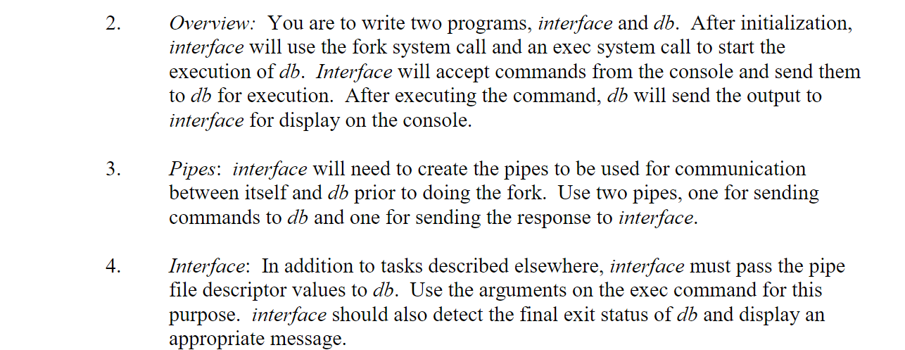 Solved 2. Overview: You are to write two programs, interface | Chegg.com