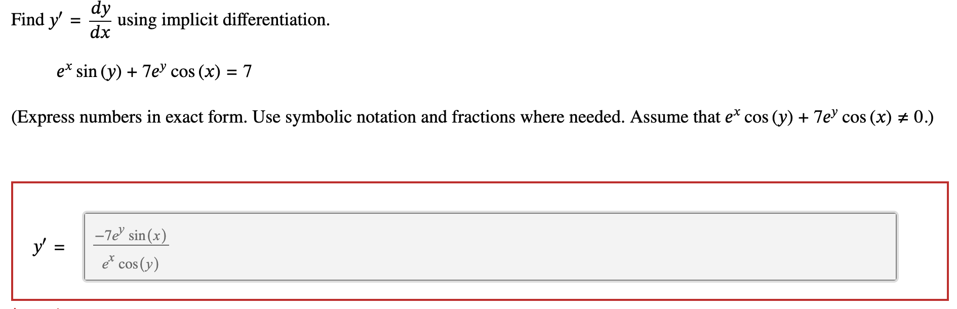 Solved Find y'=dydx ﻿using implicit | Chegg.com