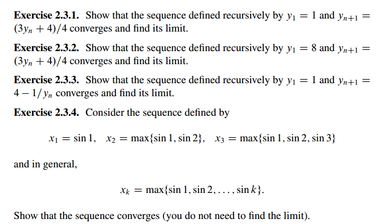 Solved Exercise 2.3.1. Show that the sequence defined | Chegg.com