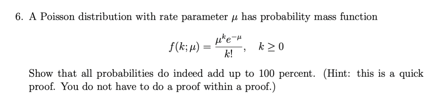 Solved A Poisson distribution with rate parameter μ has | Chegg.com