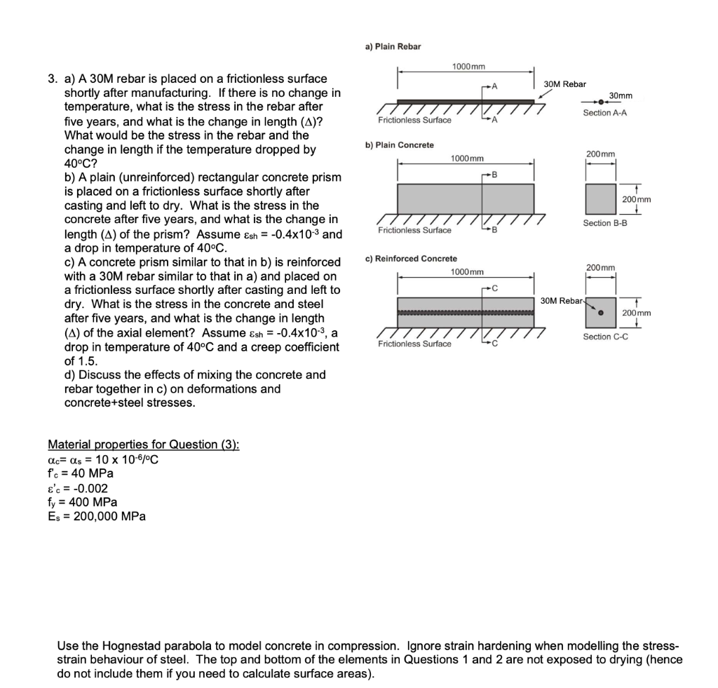Solved a) Plain Rebar 1000 mm 30M Rebar 30mm Section A-A | Chegg.com