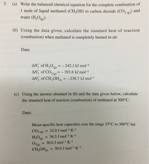 Solved (a) Write the balanced chemical equation for the | Chegg.com
