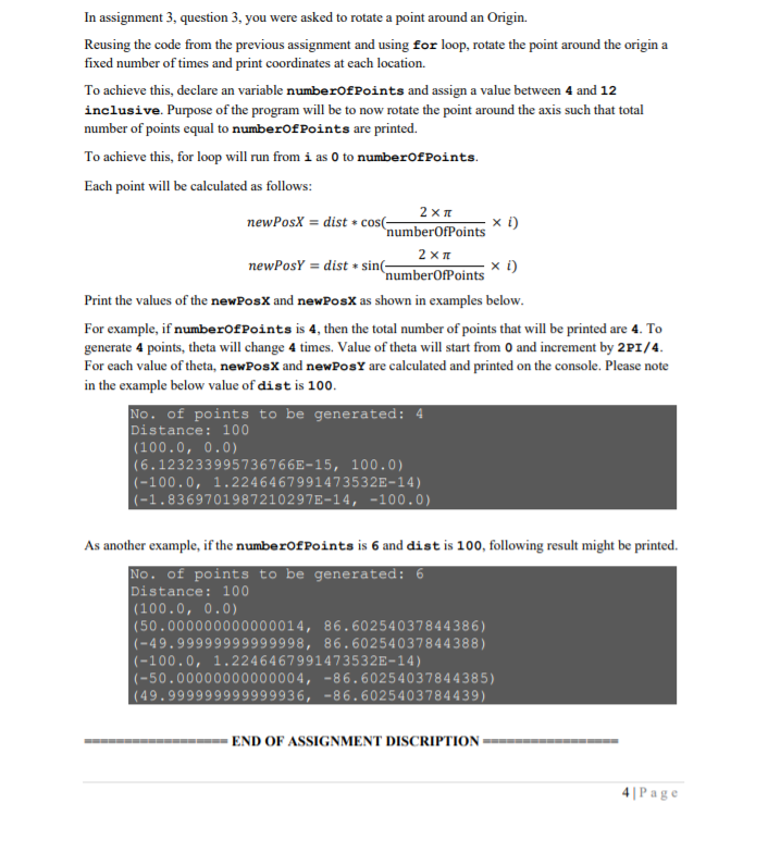 Solved In assignment 3, question 3, you were asked to rotate | Chegg.com