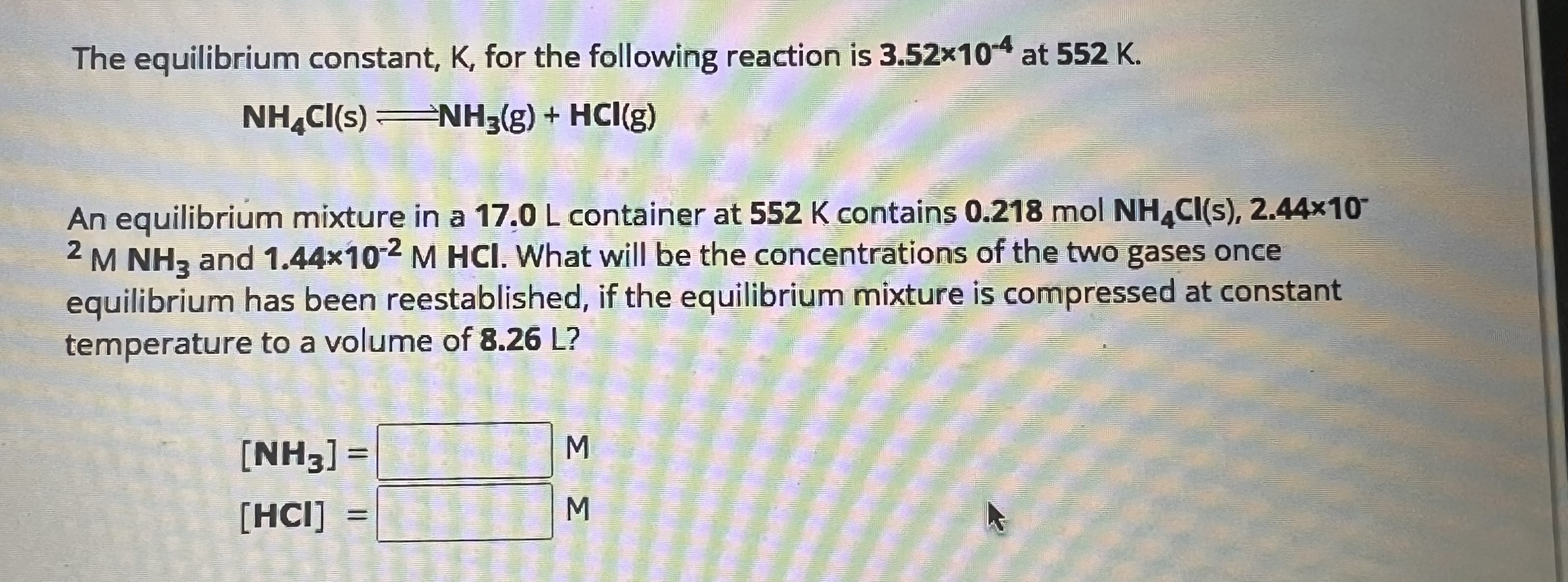 Solved The equilibrium constant, K, for the following | Chegg.com