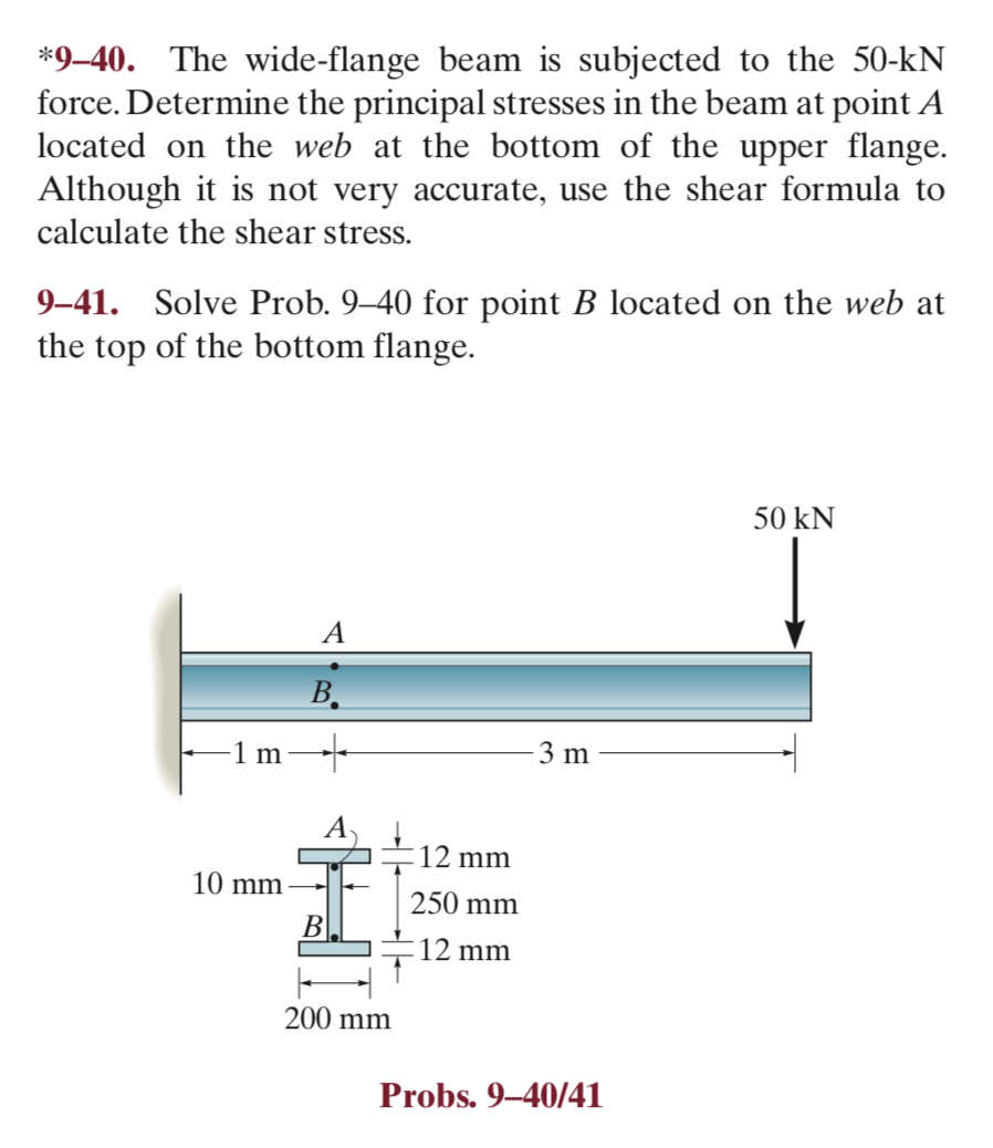 Solved *9–40. The wide-flange beam is subjected to the 50-kN | Chegg.com