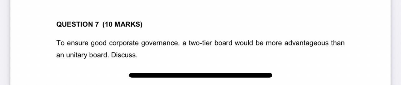 Solved To ensure good corporate governance, a two-tier board | Chegg.com