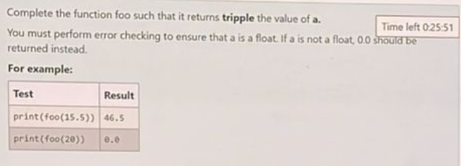 Solved Complete the function foo such that it returns | Chegg.com