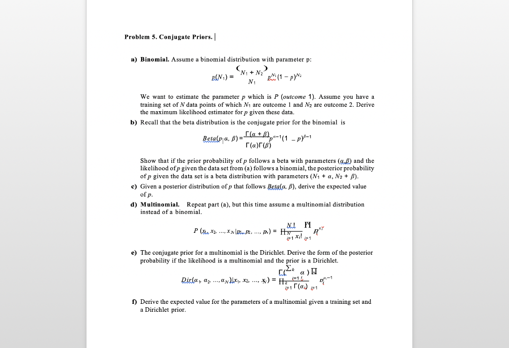 Solved Problem 5. Conjugate Priors. | a) Binomial. Assume a | Chegg.com