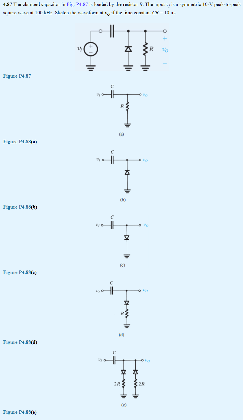 Solved 4.87 The clamped capacitor in Fig. P4.87 is loaded by | Chegg.com