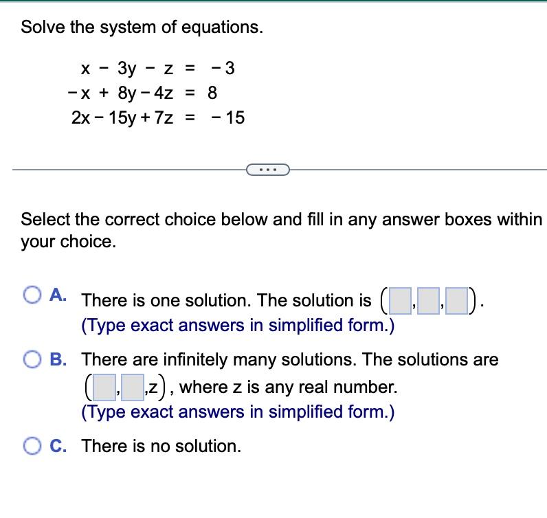 Solved Solve the system of equations. | Chegg.com