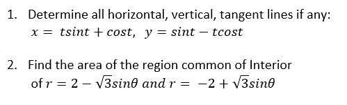 Solved 1. Determine all horizontal, vertical, tangent lines | Chegg.com