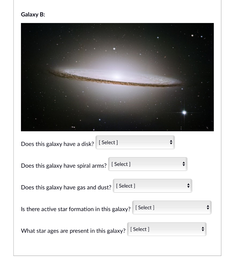 Solved Galaxy B: Does this galaxy have a disk? Does this | Chegg.com