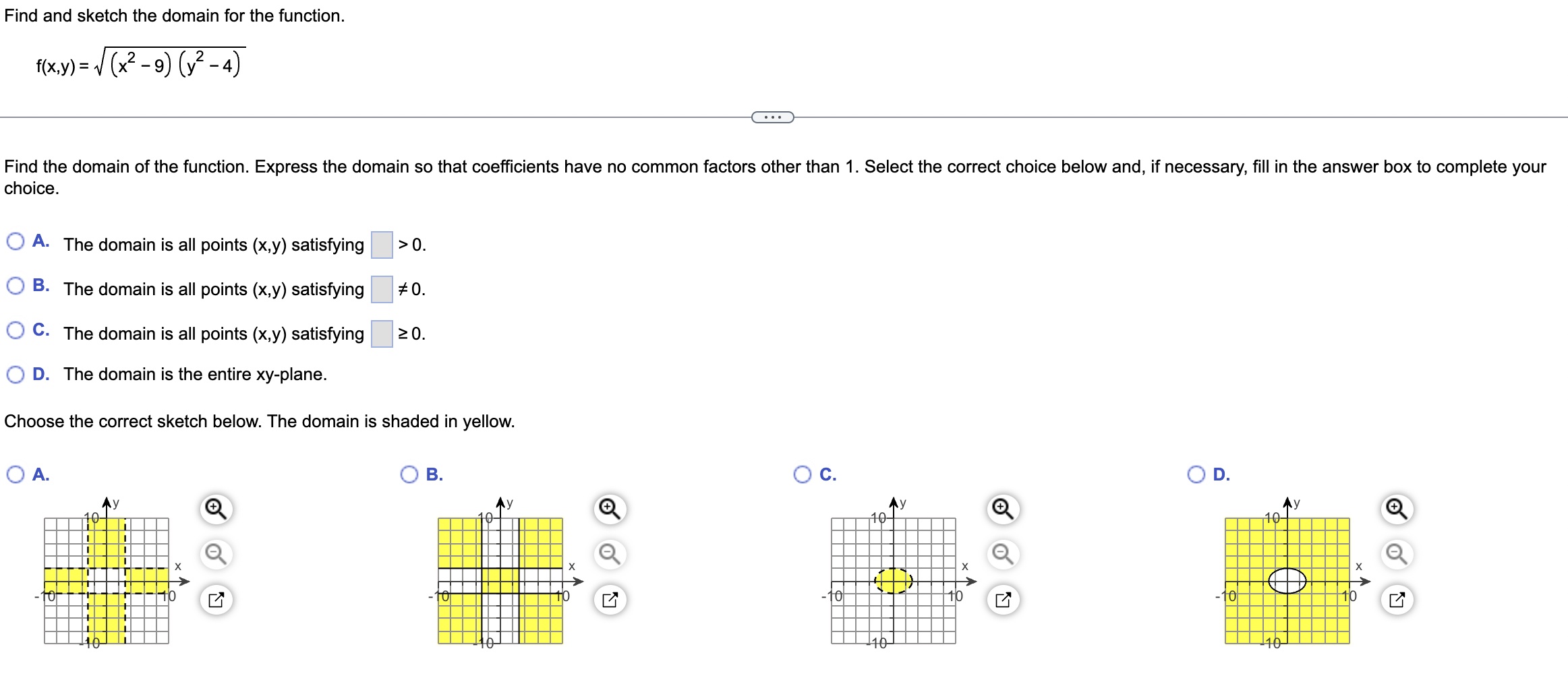 Solved Find and sketch the domain for the function. | Chegg.com