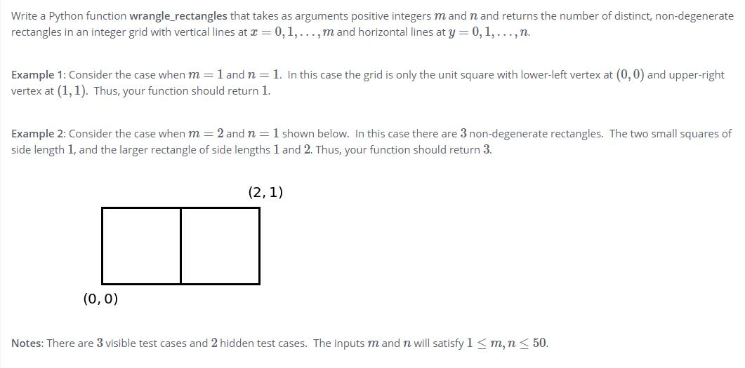 Write a Python function wrangle_rectangles that | Chegg.com