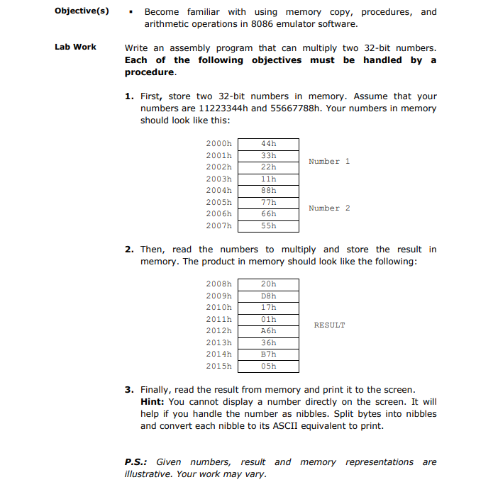 Solved Objective(s) Become familiar with using memory copy, | Chegg.com