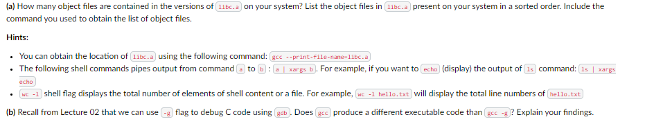 Solved (a) How many object files are contained in the | Chegg.com