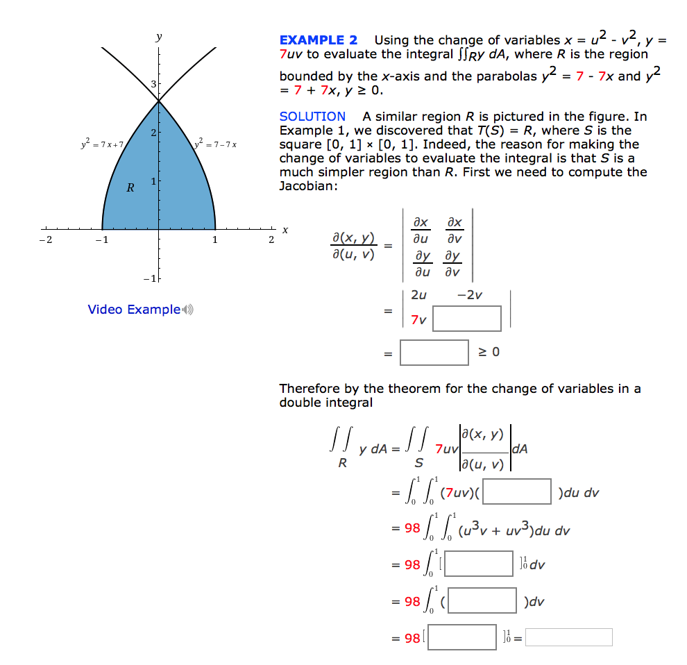 Solved EXAMPLE 2 Using the change of variables x = u2 - v2, | Chegg.com