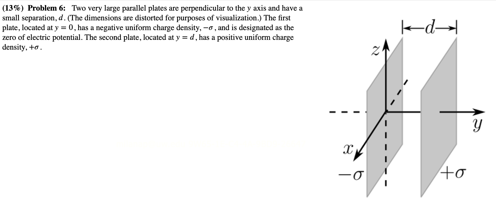Solved (13%) Problem 6: Two very large parallel plates are | Chegg.com