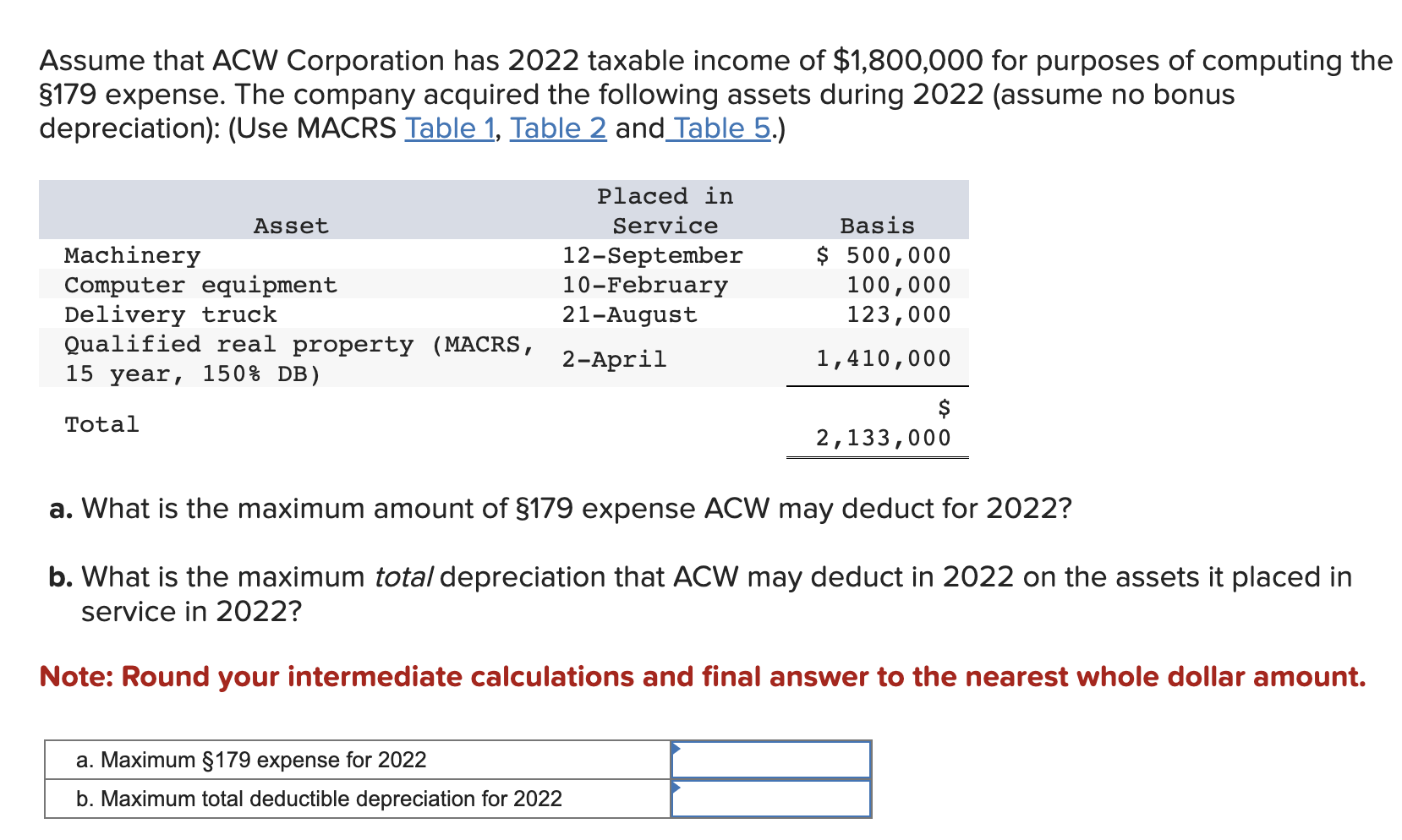 Solved Assume that ACW Corporation has 2022 taxable income | Chegg.com