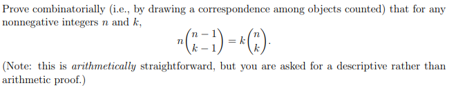 Solved Prove combinatorially (i.e., by drawing a | Chegg.com