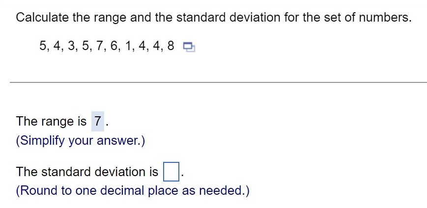 Solved Calculate the range and the standard deviation for | Chegg.com