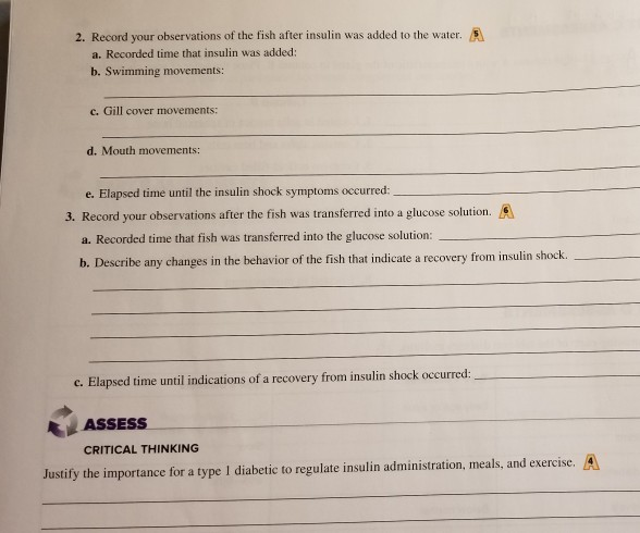 Solved 2. Record your observations of the fish after insulin | Chegg.com
