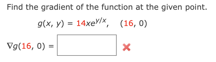 Solved Find the gradient of the function at the given point. | Chegg.com