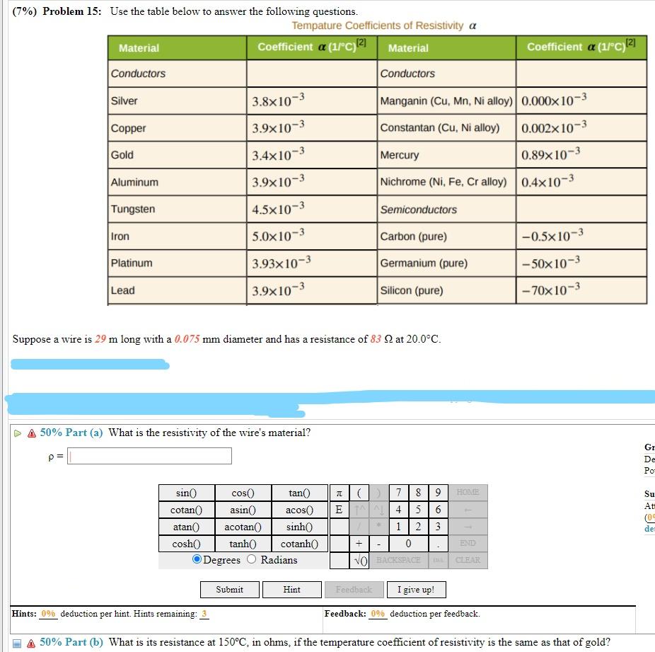 Solved (7\%) Problem 15: Use the table below to answer the | Chegg.com