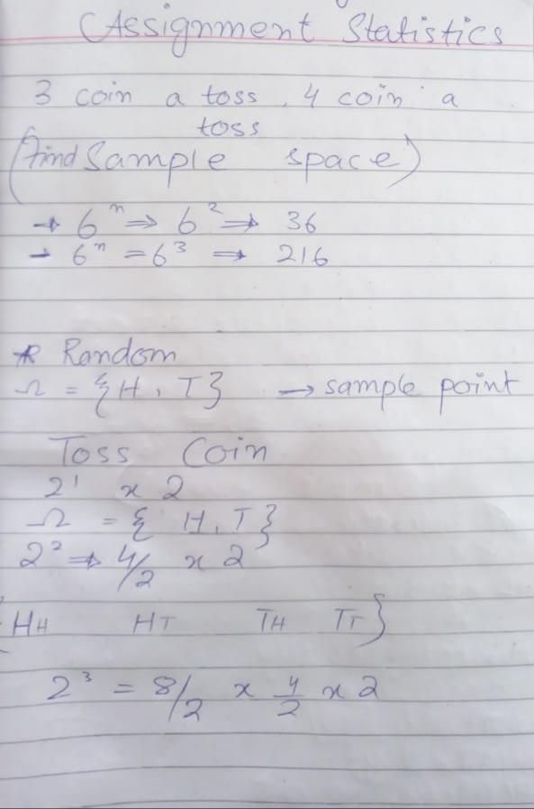 Solved ( Assignment Statistics 3 coin a toss 4 coin a toss | Chegg.com