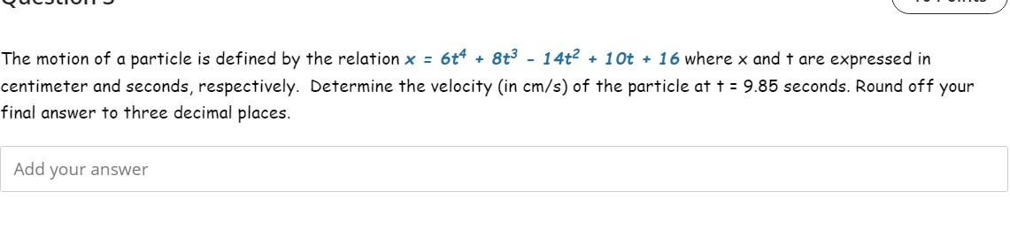 Solved The motion of a particle is defined by the relation x | Chegg.com