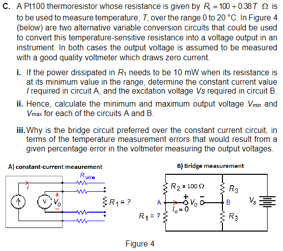 Solved . A Pt100 thermoresistor whose resistance is given by | Chegg.com