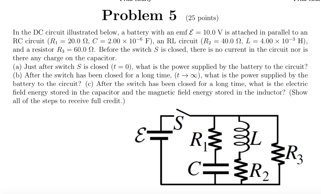 Solved Problem 5 (25 points) In the DC circuit illustrated | Chegg.com