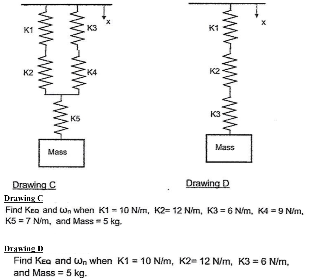 Solved Х K1 K3 K1 K2 K4 K2 K3 K5 Mass Mass Drawing C Drawing | Chegg.com
