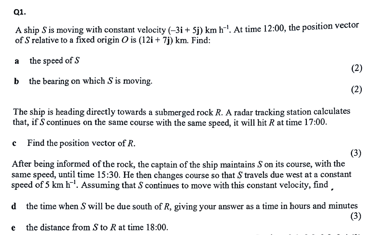 A ship S is moving with constant velocity | Chegg.com