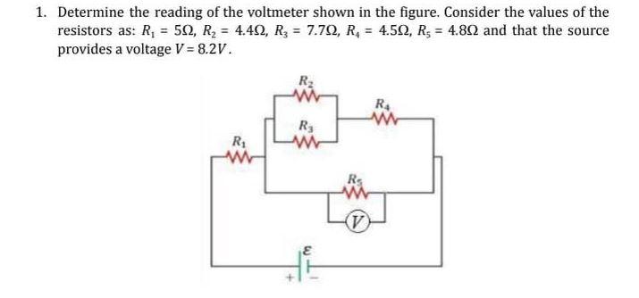Solved 1. Determine the reading of the voltmeter shown in | Chegg.com